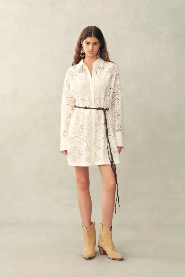 Fabrique Eliana Cutwork Embroidery Longline Shirt - White