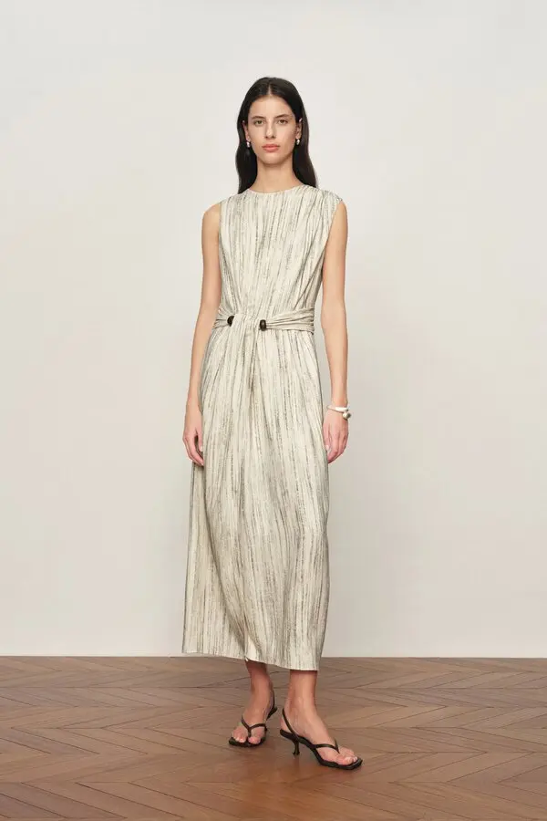 Fabrique Felicia Sleeveless Textured Stripe Maxi Dress - Multicolor