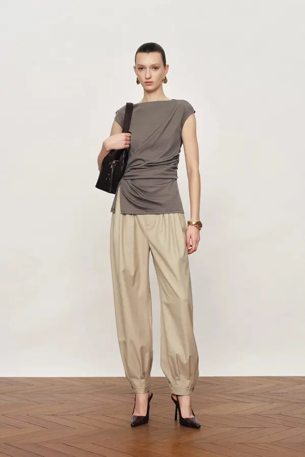Fabrique Gemma Asymmetrical Structured Top In Cotton And Mulberry Silk Blend