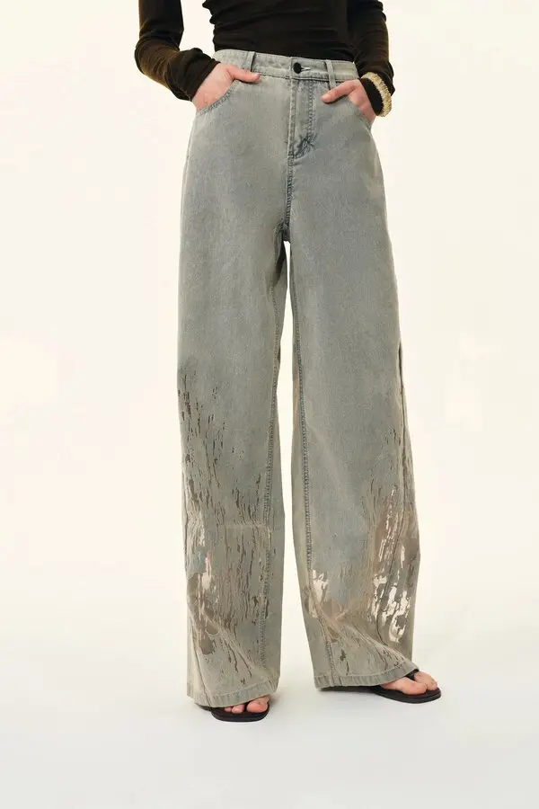 Fabrique Thalia Devoré Jeans In Composite Denim