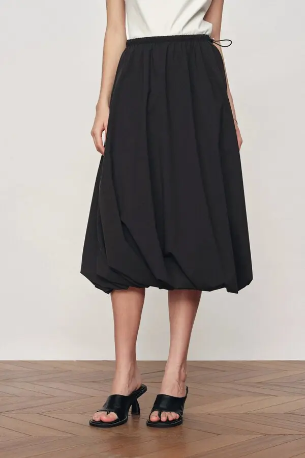 Fabrique Cathy Twisted Bubble Midi Skirt - Black
