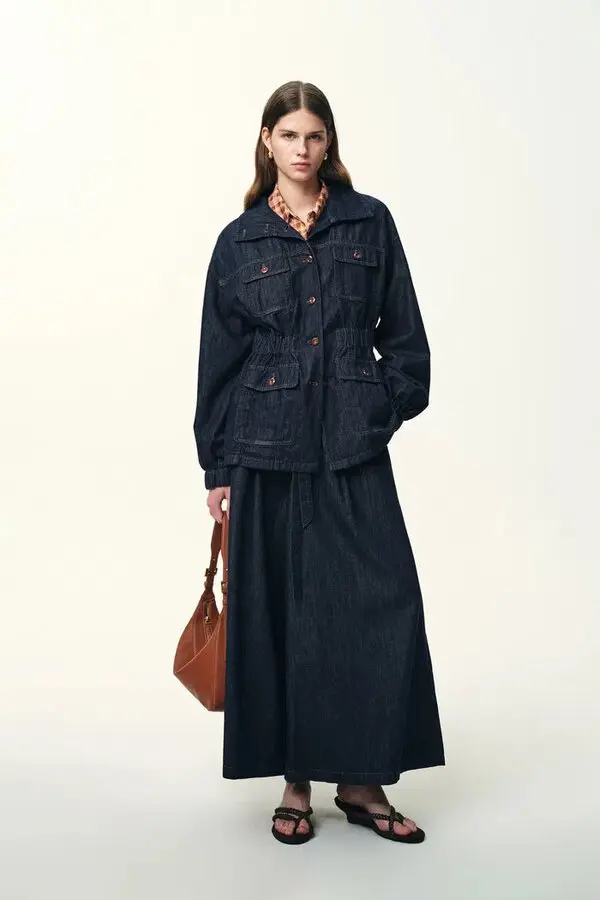 Fabrique Solene Denim Utility Jacket And Skort Set