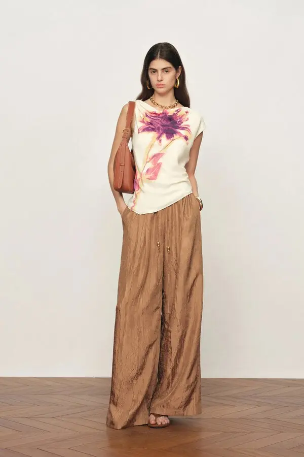 Fabrique Olivia Floral Print Cowl Neck Sleeveless Top - Yellow