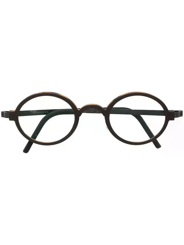 LINDBERG Tortoiseshell-effect Round-frame Glasses - Brown