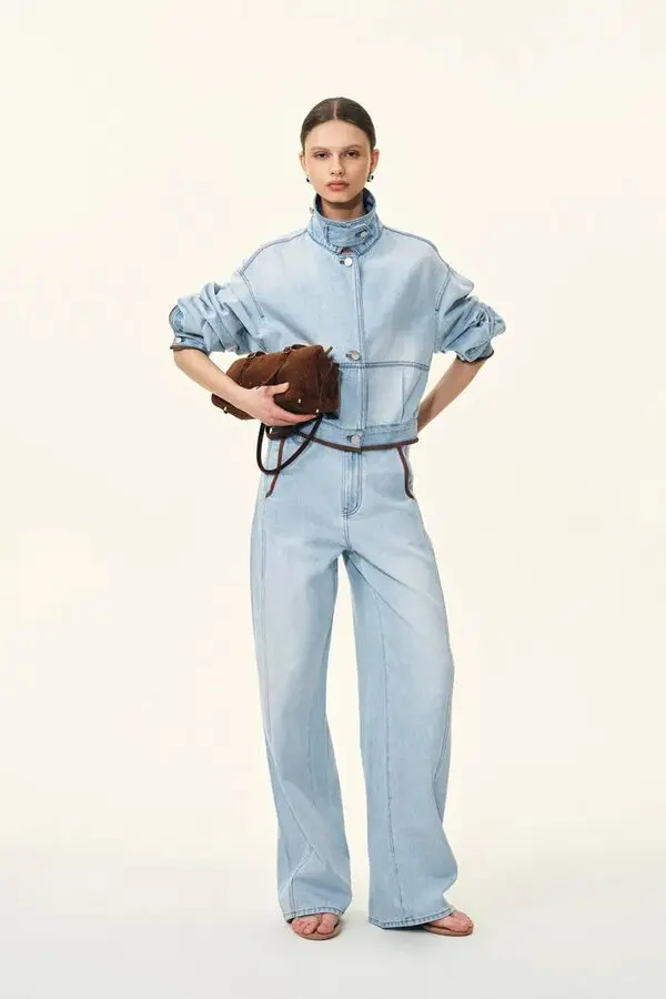 Fabrique Luna Lantern Sleeve Jacket And Jeans Matching Set
