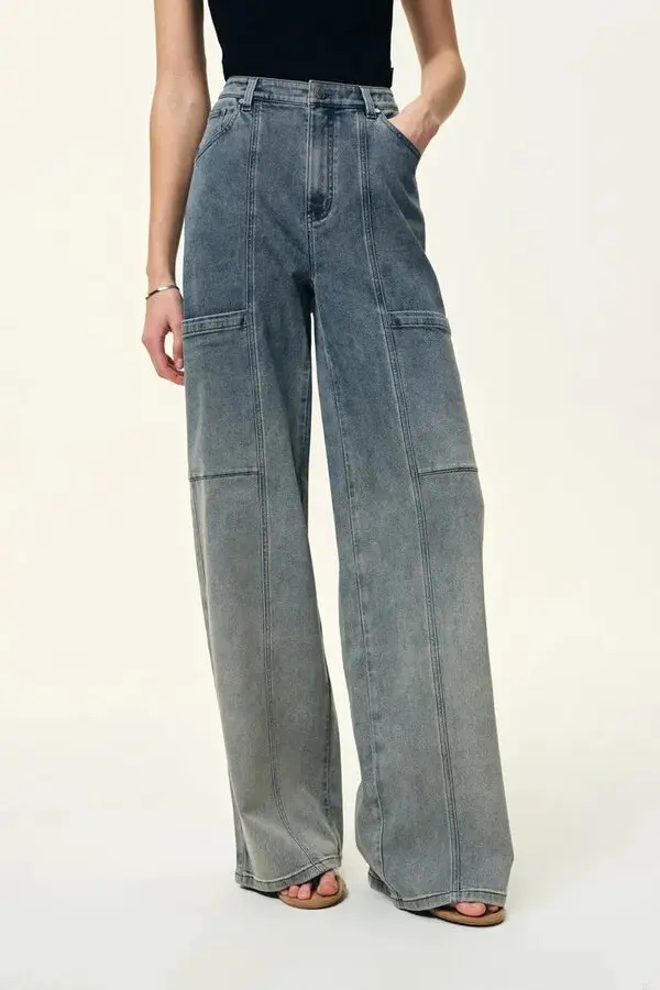 Fabrique Straight Leg Jeans With Gradient Mud Dye