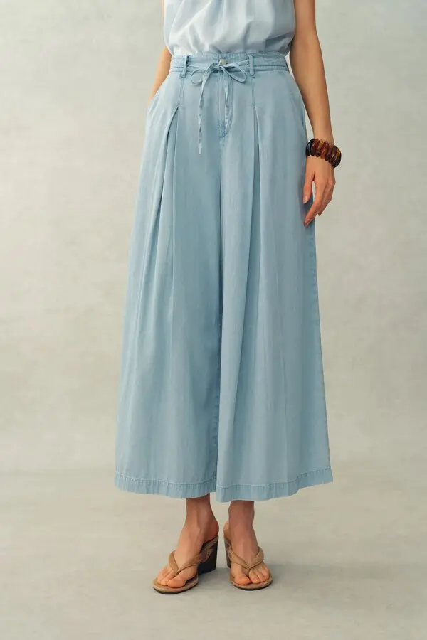 Fabrique Wide-leg Tencel Denim Jeans With Elasticated Waist - Blue