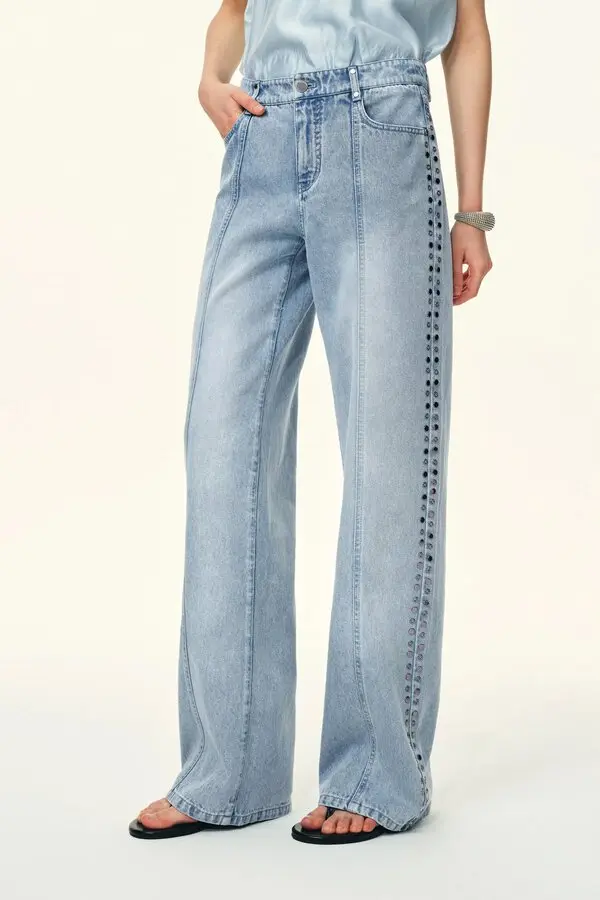 Fabrique Calli Studded Beading Panel Straight Jeans
