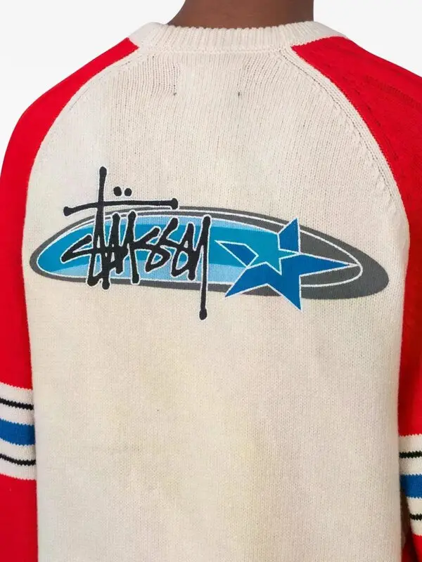 StÜssy Logo Print Raglan Sleeve Sweater