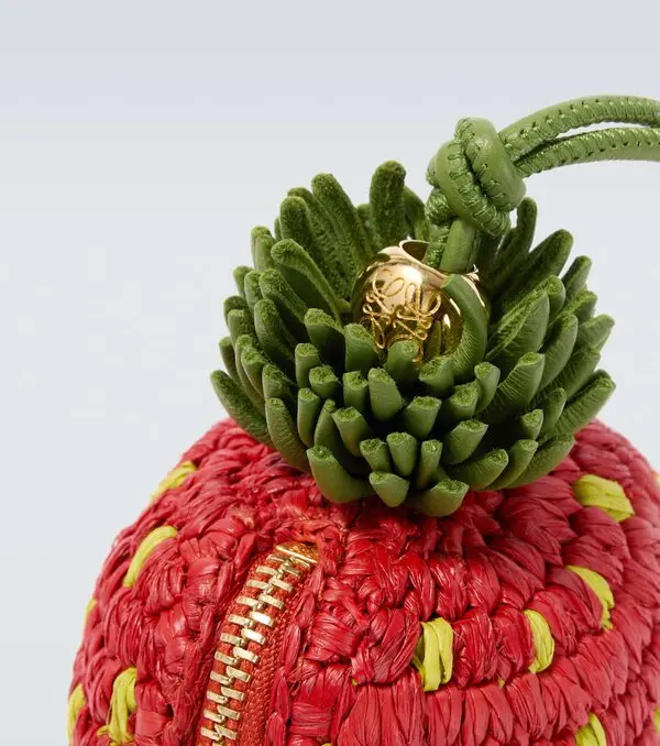 Loewe Strawberry Raffia Coin Purse