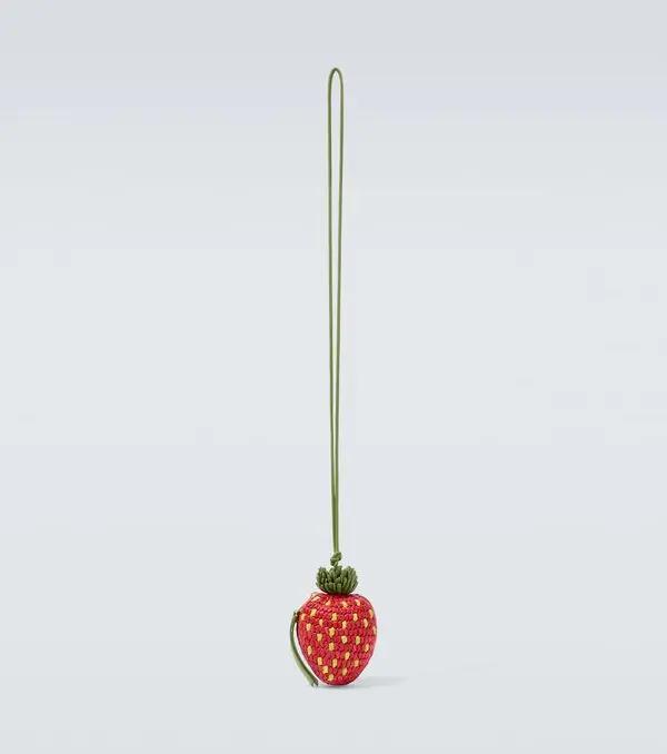 Loewe Strawberry Raffia Coin Purse - Red