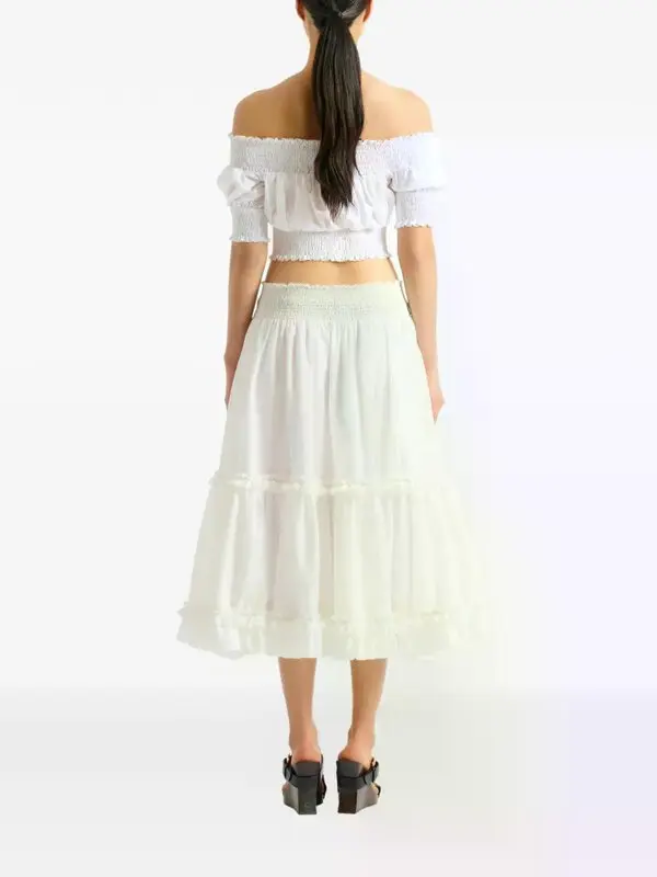 Balmain Off-the-shoulder Smocked Poplin Blouse
