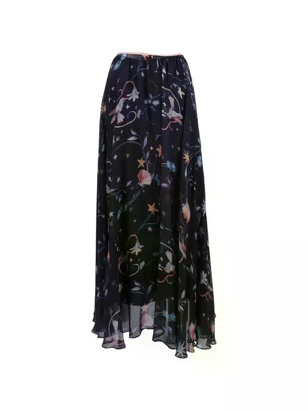 FORTE_FORTE Deliverance Floral-print Chiffon Skirt - Blue