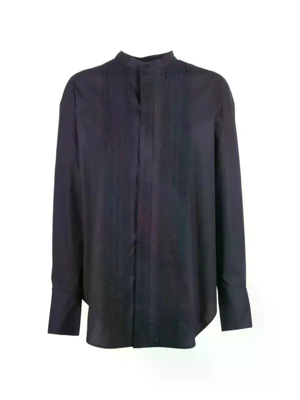 FORTE_FORTE Les Fleurs Embroidered Poplin Shirt - Blue
