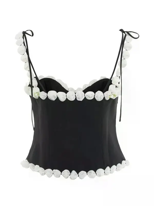 STOLEN STORES Corset Top With Puff Trim - Black