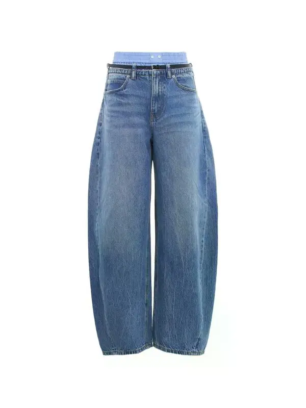 Alexander Wang Layered Waistband Barrel-leg Jeans