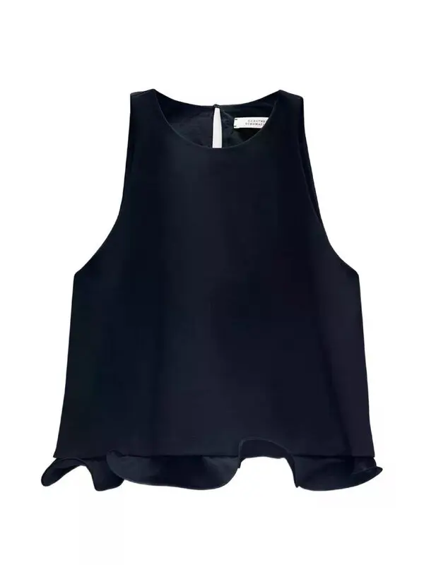 Dorothee Schumacher Sleeveless Round Neck Top With Ruffled Hem - Blue