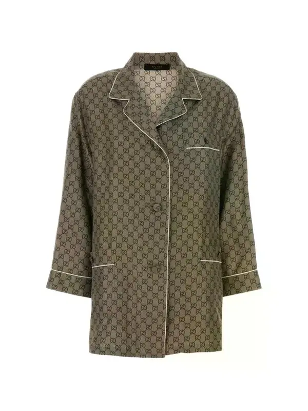 Gucci Gg Print Silk Shirt - Neutrals
