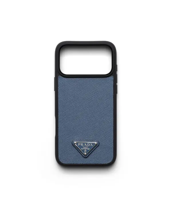 Prada Saffiano Leather Case For Iphone 17 Pro Max - Blue