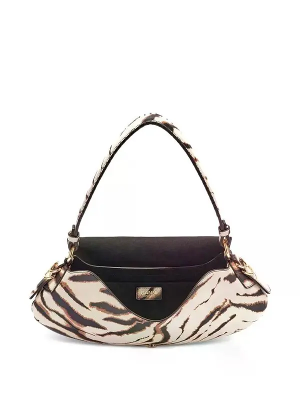 GANNI Zebra-print Shoulder Bag - Neutrals