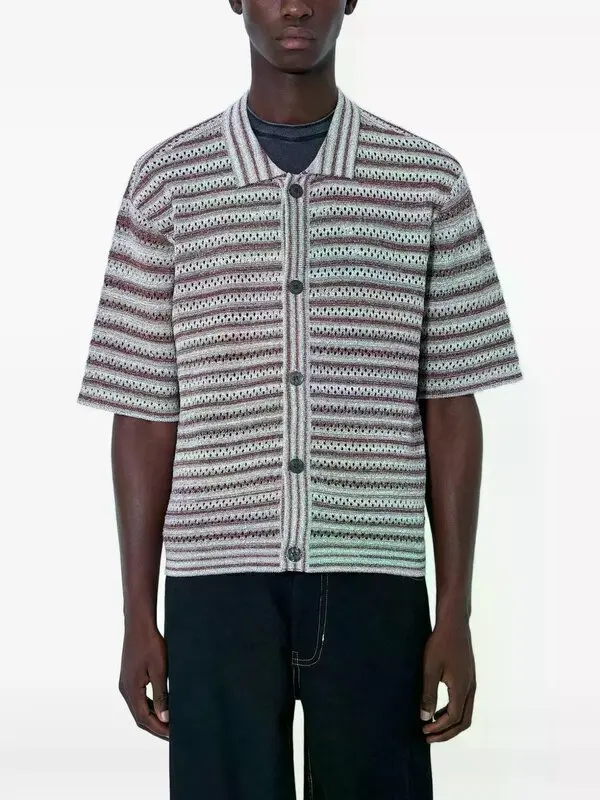 ACHM Striped-knit Short-sleeve Shirt
