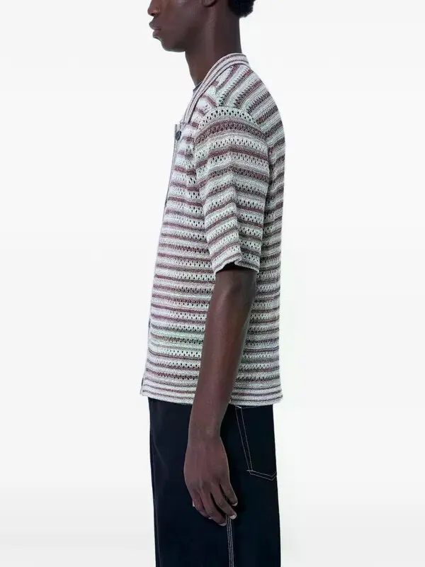 ACHM Striped-knit Short-sleeve Shirt