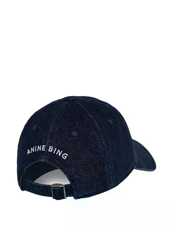 ANINE BING Jeremy Monogram-embroidered Denim Cap - Blue