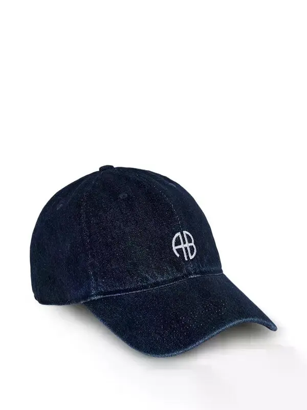 ANINE BING Jeremy Monogram-embroidered Denim Cap - Blue
