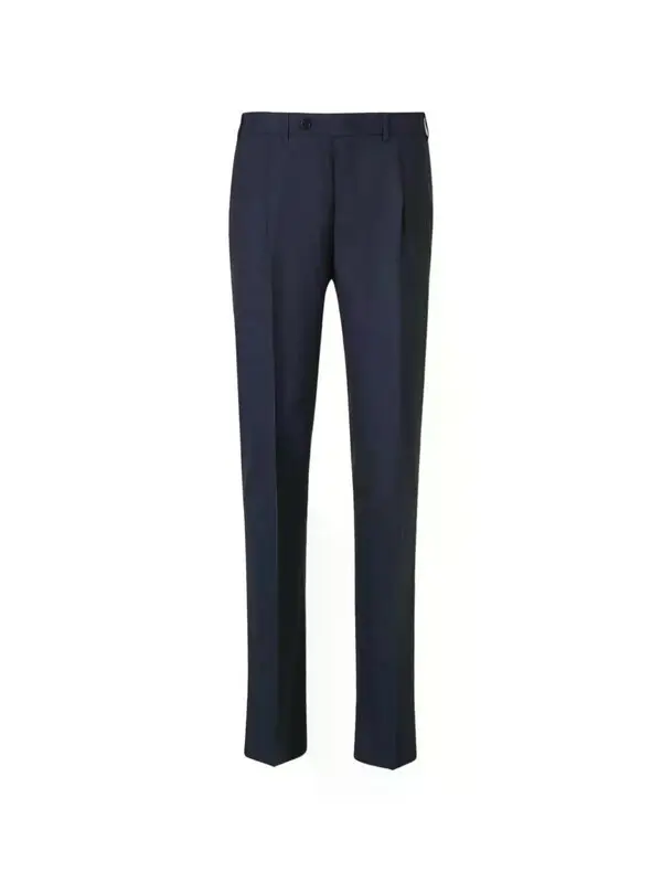 Canali Pleated Wool Trousers - Blue