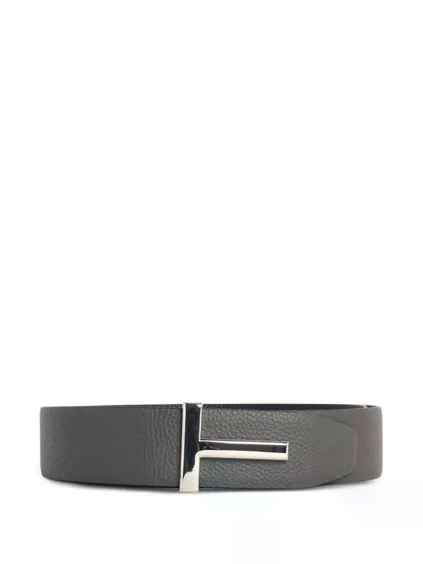TOM FORD T Icon Grained-leather Belt - Grey