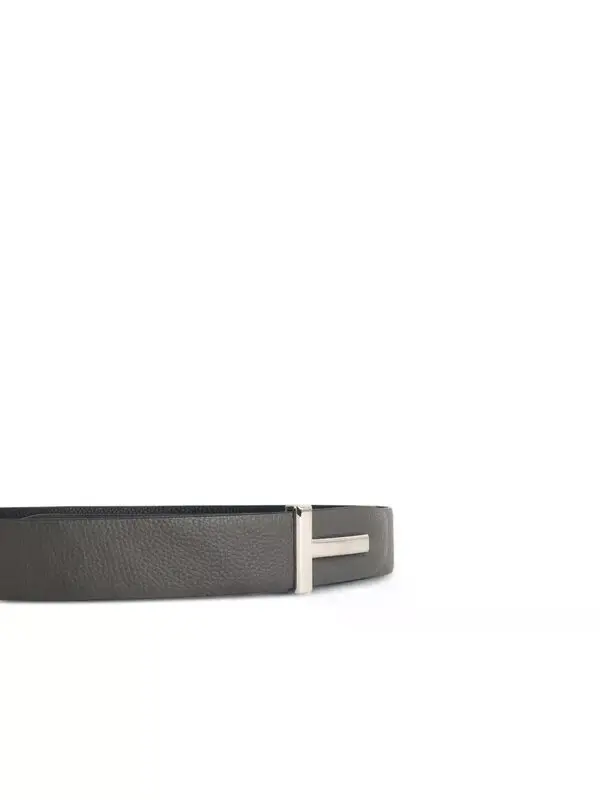 TOM FORD T Icon Grained-leather Belt - Grey