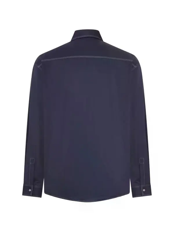 Fendi Contrast-stitch Logo-patch Shirt