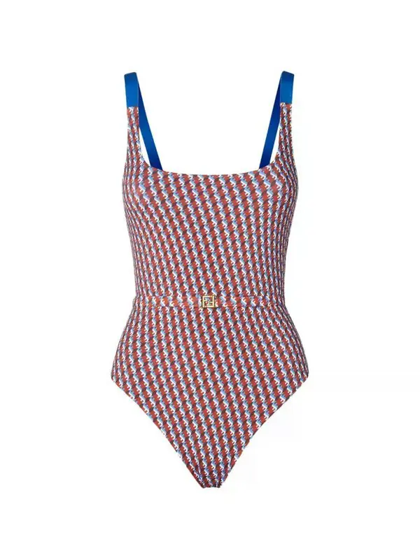 Fendi Ff Waves Belted Swimsuit