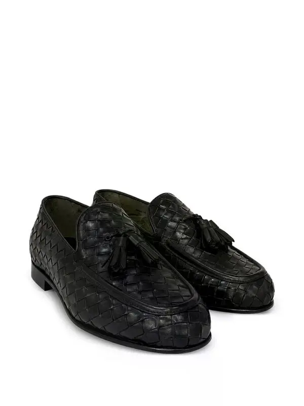 FRANZESE COLLECTION Woven Leather Tassel Loafers