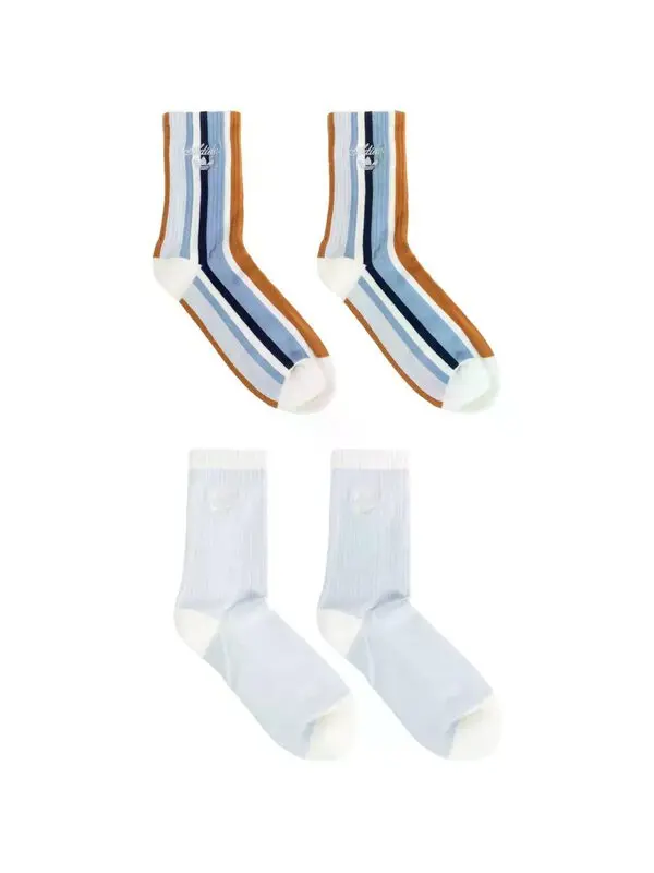 Adidas Logo-embroidered Striped Socks