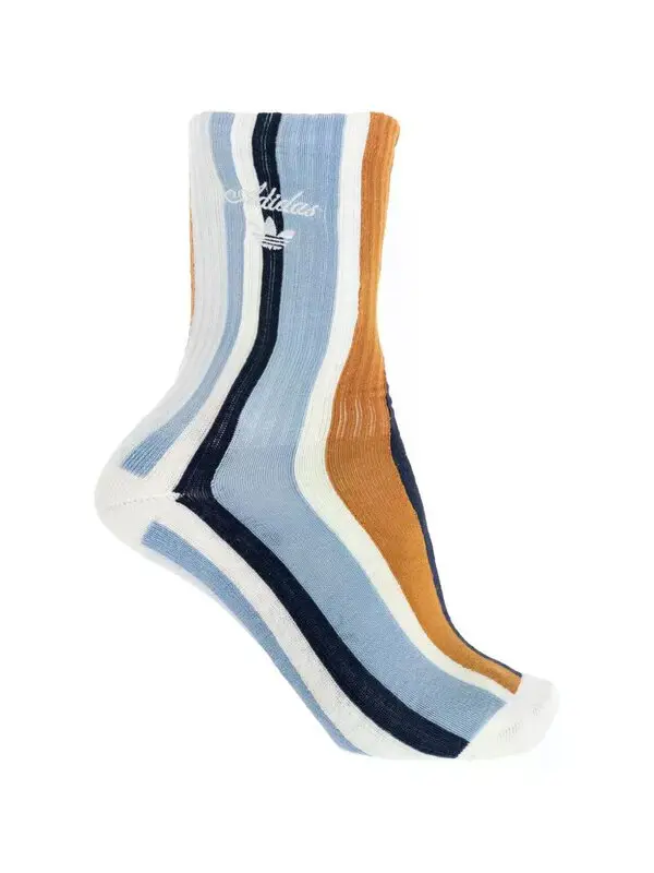 Adidas Logo-embroidered Striped Socks