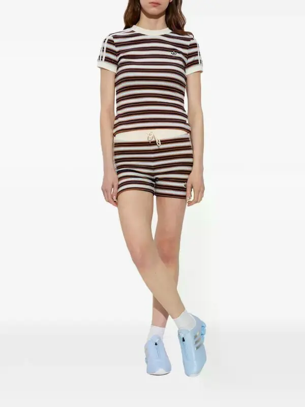 Adidas Striped Terrycloth T-shirt With Logo Patch