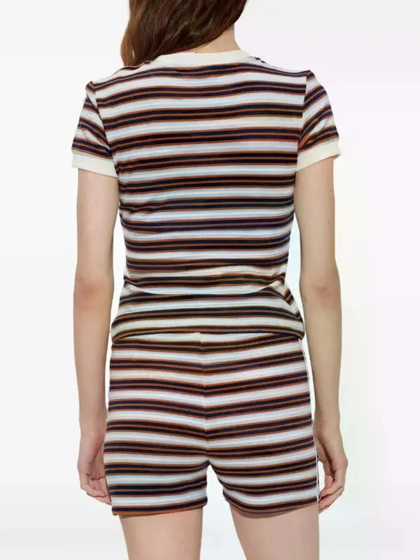 Adidas Striped Terrycloth T-shirt With Logo Patch