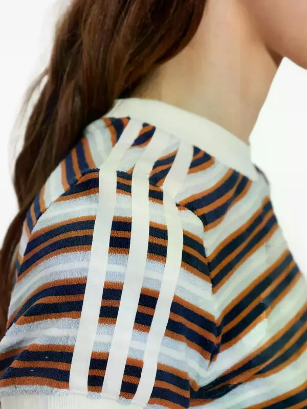 Adidas Striped Terrycloth T-shirt With Logo Patch