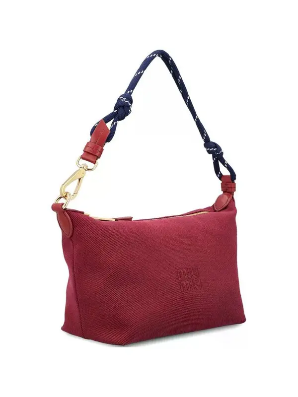 Miu Miu Gabardine Embroidered Logo Clutch Bag - Red