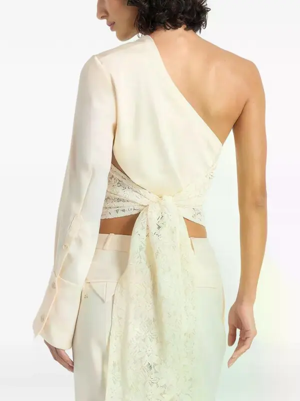 Manière De Voir Coralie One-shoulder Lace-panel Top - Neutrals