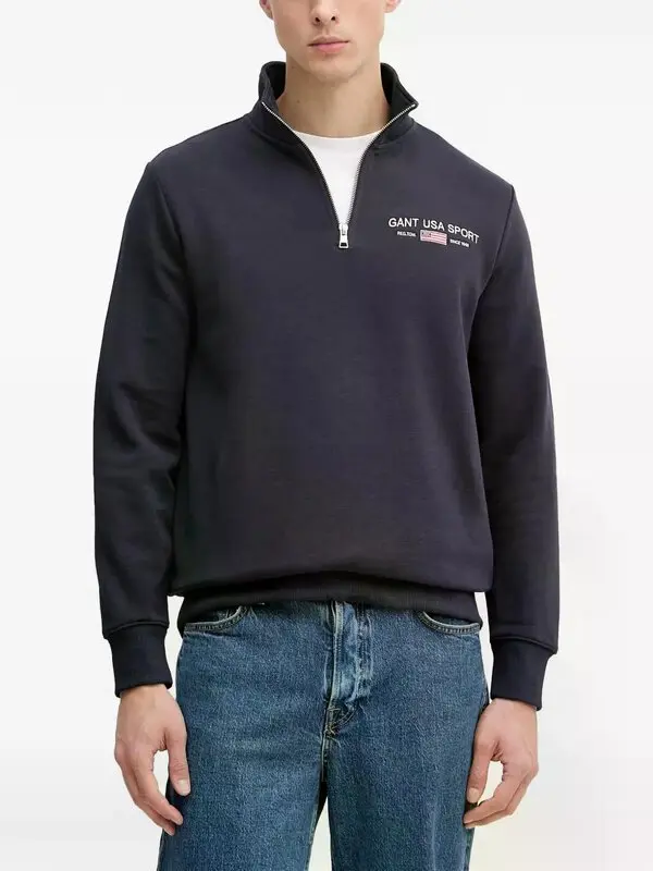 Gant Logo Embroidered Quarter-zip Sweater