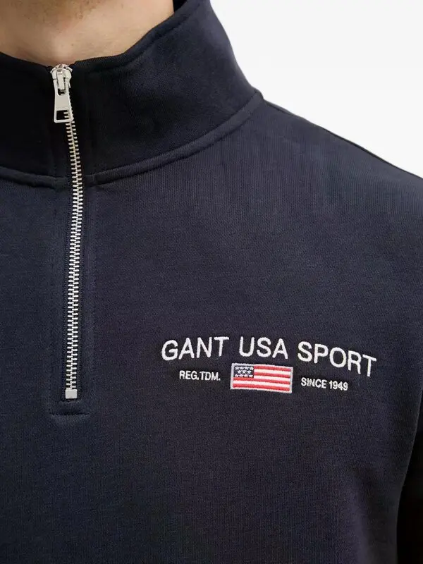 Gant Logo Embroidered Quarter-zip Sweater