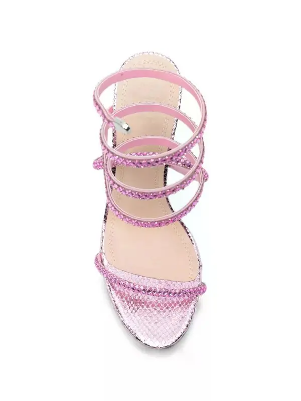 TWENTY FOURHAITCH Zeja Crystal-embellished Snakeskin-effect Sandals