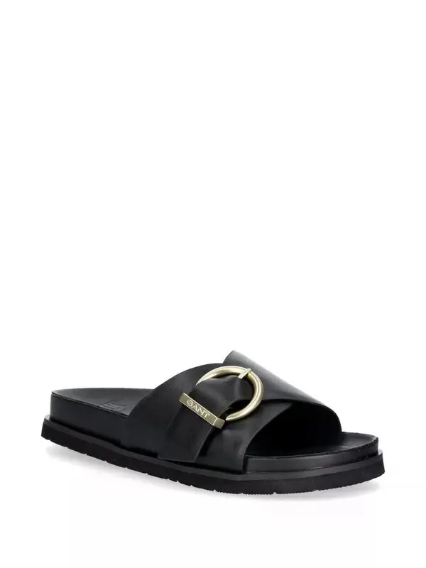 Gant Buckle-detail Crossover Slides - Black