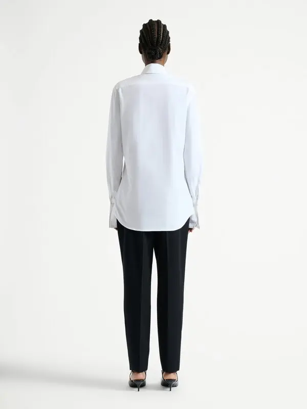 Balmain Cotton Poplin Shirt With Lion Head Button Detail