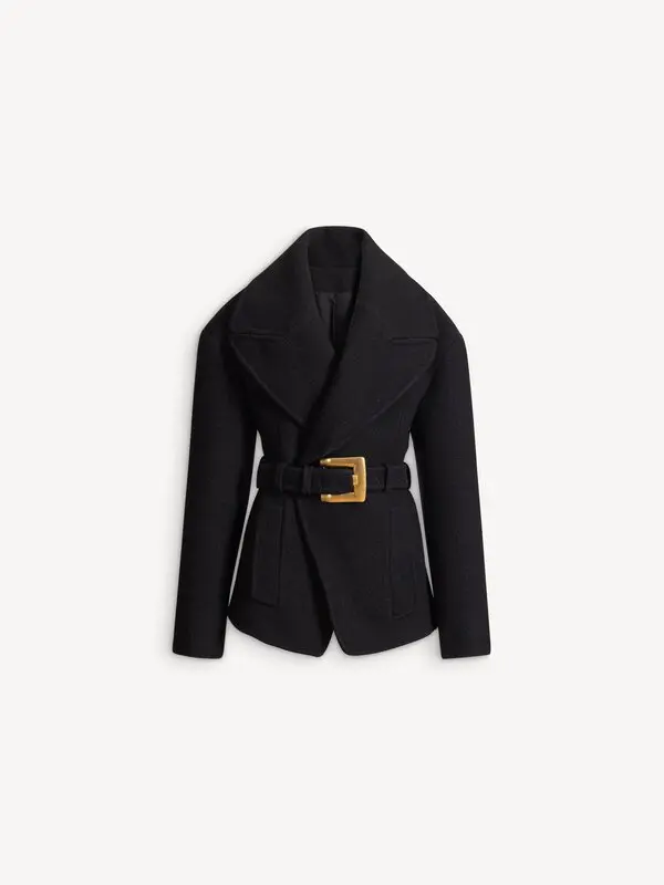 Balmain Belted Wool Pea Coat