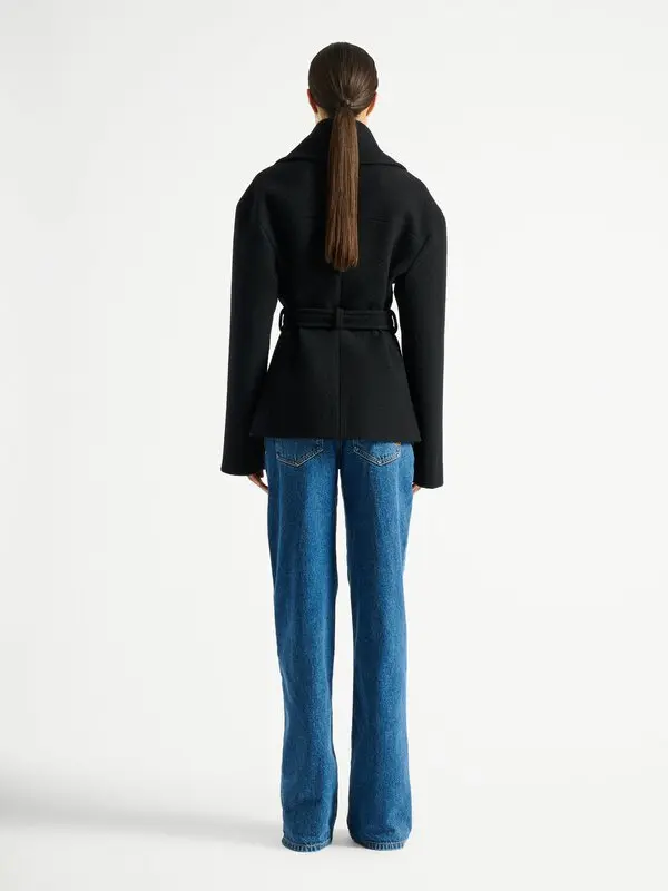 Balmain Belted Wool Pea Coat