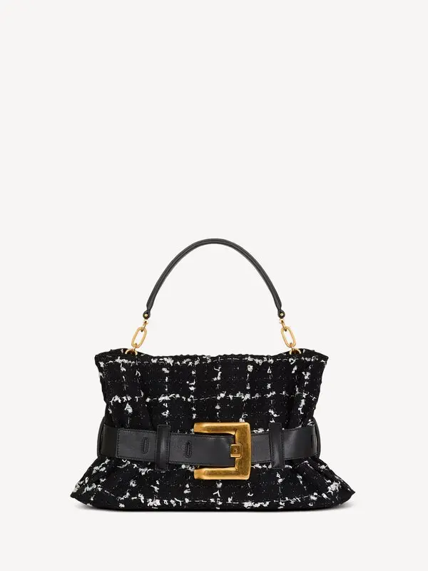 Balmain Medium Anthem Bag In Tweed And Calfskin