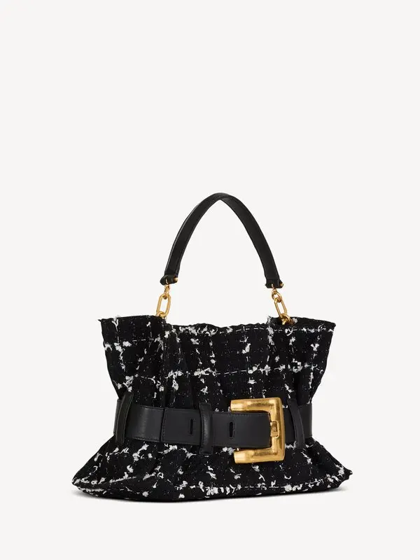 Balmain Medium Anthem Bag In Tweed And Calfskin